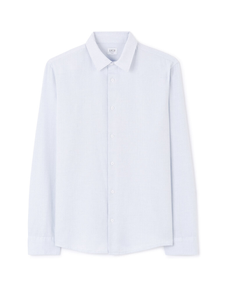 Camisa Regular Micro Motivo 100 Algodón Blanco Celio Be Normal
