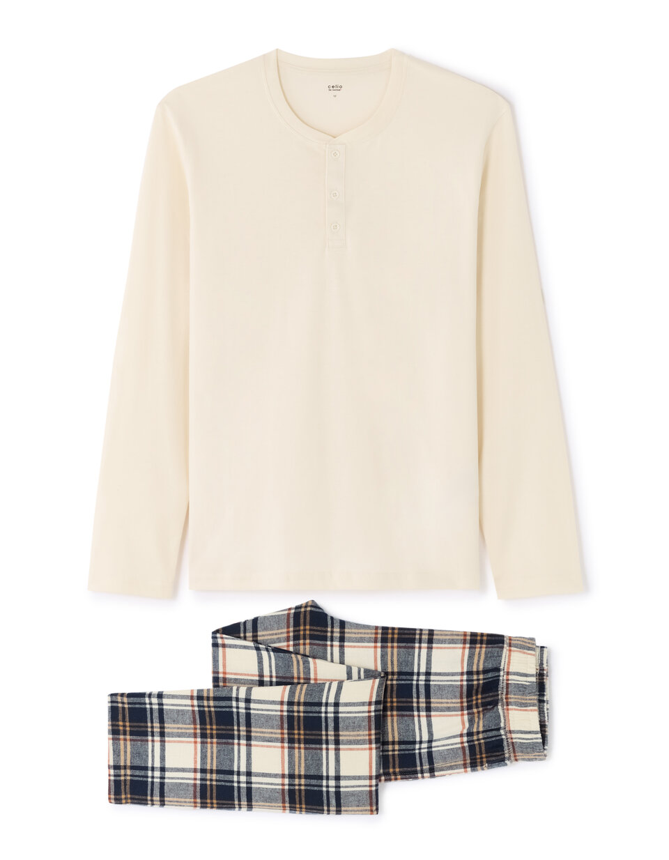 Conjunto de pijama de cuadros 100% algodón - color crudo | celio be normal