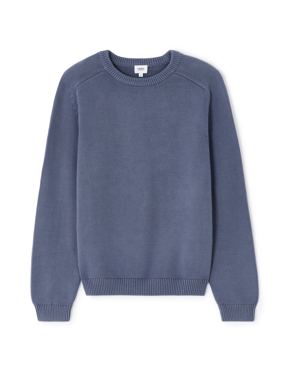 Pull col rond uni 100% coton - anthracite | celio be normal
