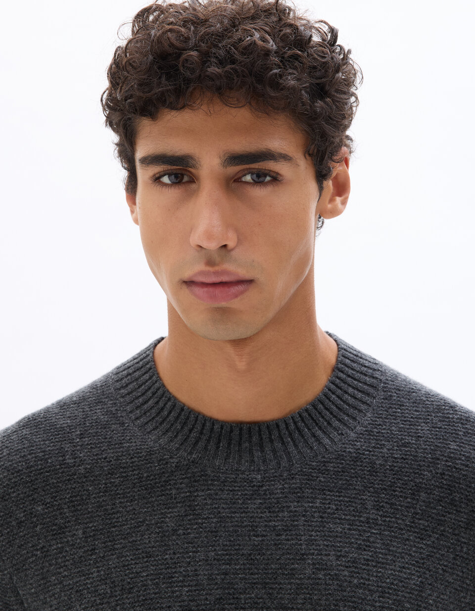 Pull en point mousse col rond et laine mélangée - anthracite | celio be ...