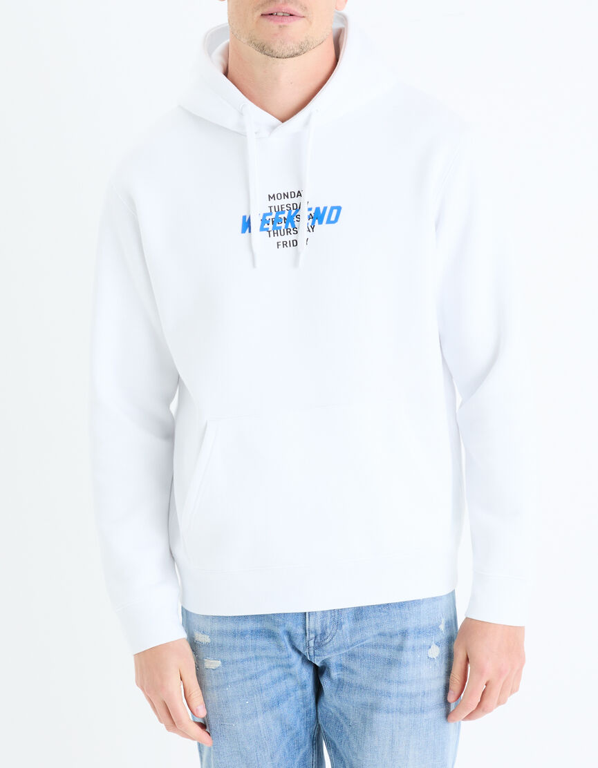 Sudadera Con Capucha Straight De Mezcla De Algodón Blanco Celio Be