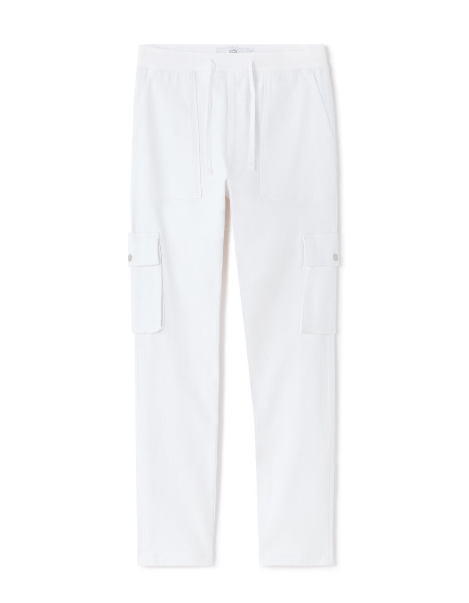 Pantalon cargo straight coton stretch - blanc | celio