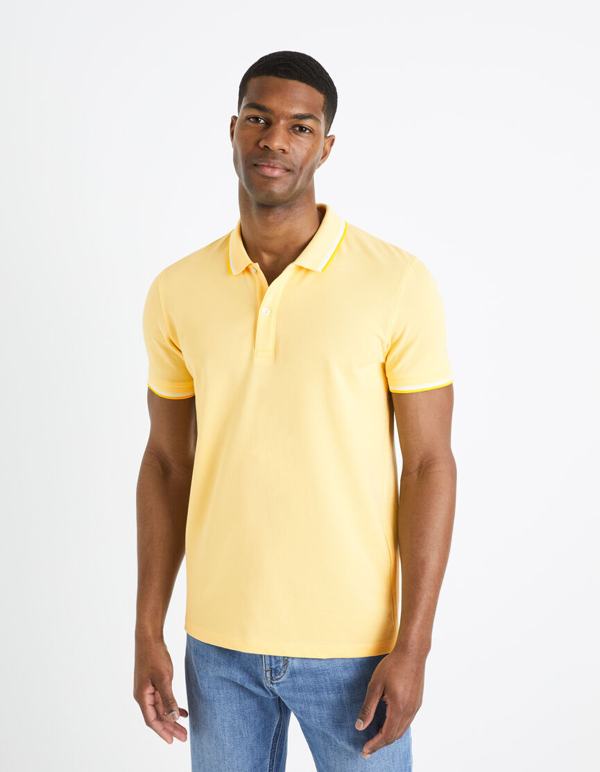 Polo piqué slim en coton stretch - jaune | celio be normal