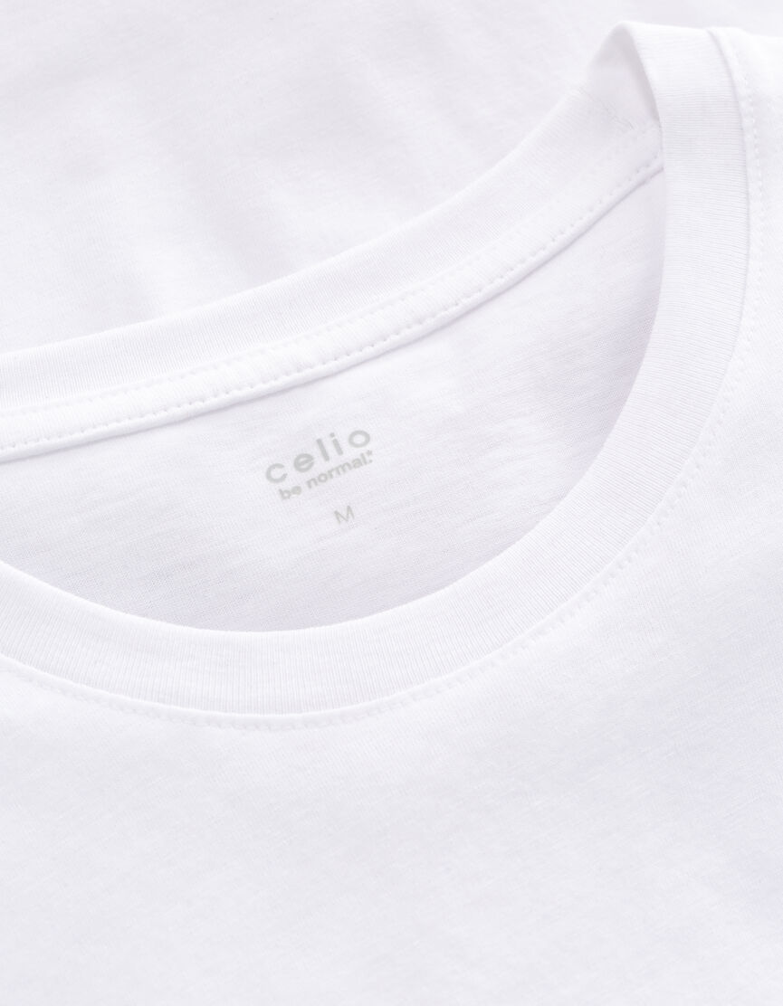 Camiseta De Cuello Redondo 100 Algodón Blanca Celio Be Normal