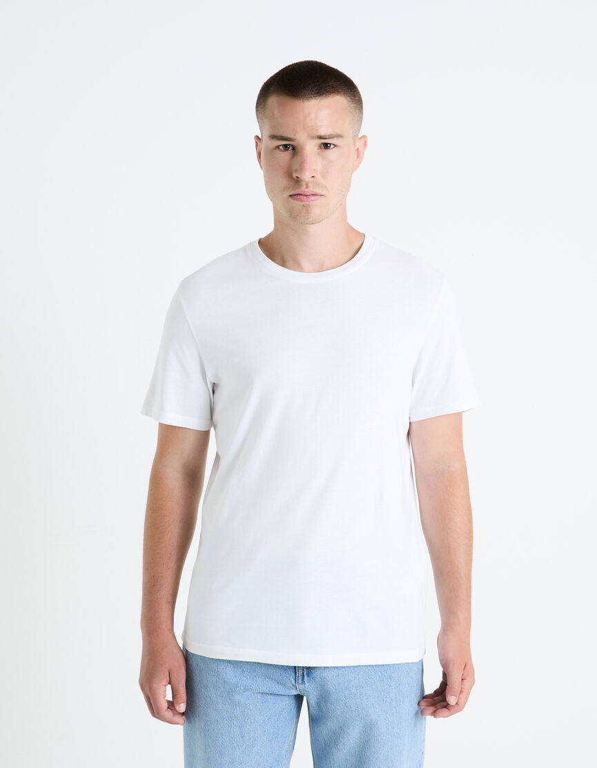 Camiseta De Cuello Redondo 100 Algodón Blanca Celio Be Normal