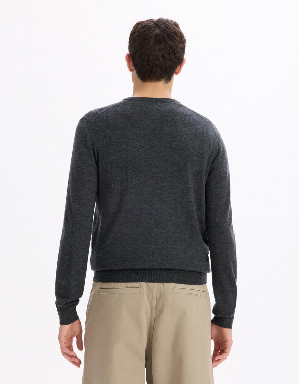 Pull col V 100% laine mérinos - anthracite | celio be normal