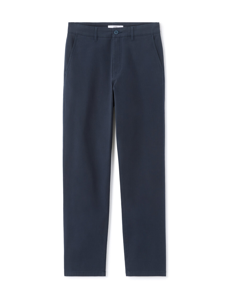 Pantalon chino straight en coton stretch longueur standard - marine | celio
