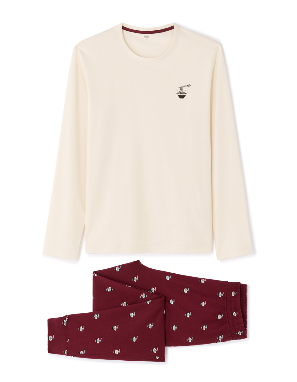 Pyjama haut et bas 100% coton - rouge | celio be normal