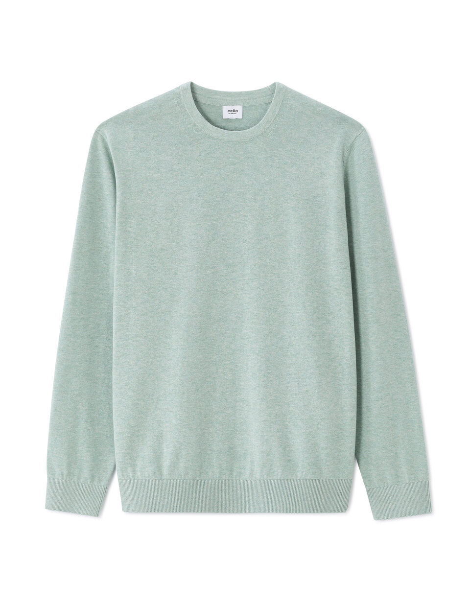 Pull col rond 100% coton - bleu vert | celio be normal