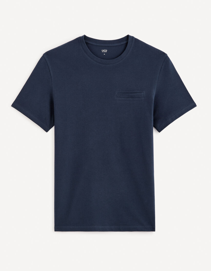 Camiseta De Algodón Con Cuello Redondo Azul Marino Celio Be Normal
