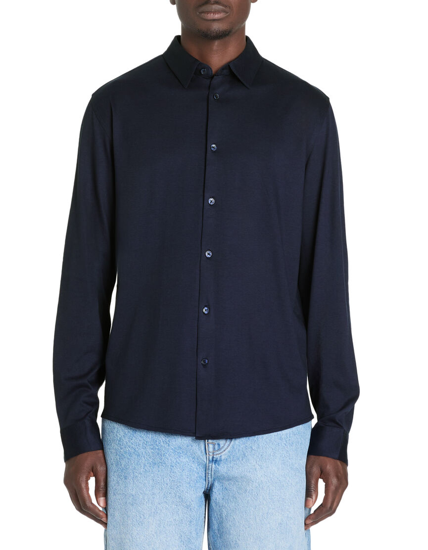Camisa Regular De Algodón Tencel™ Lyocell Azul Marino Celio Be Normal
