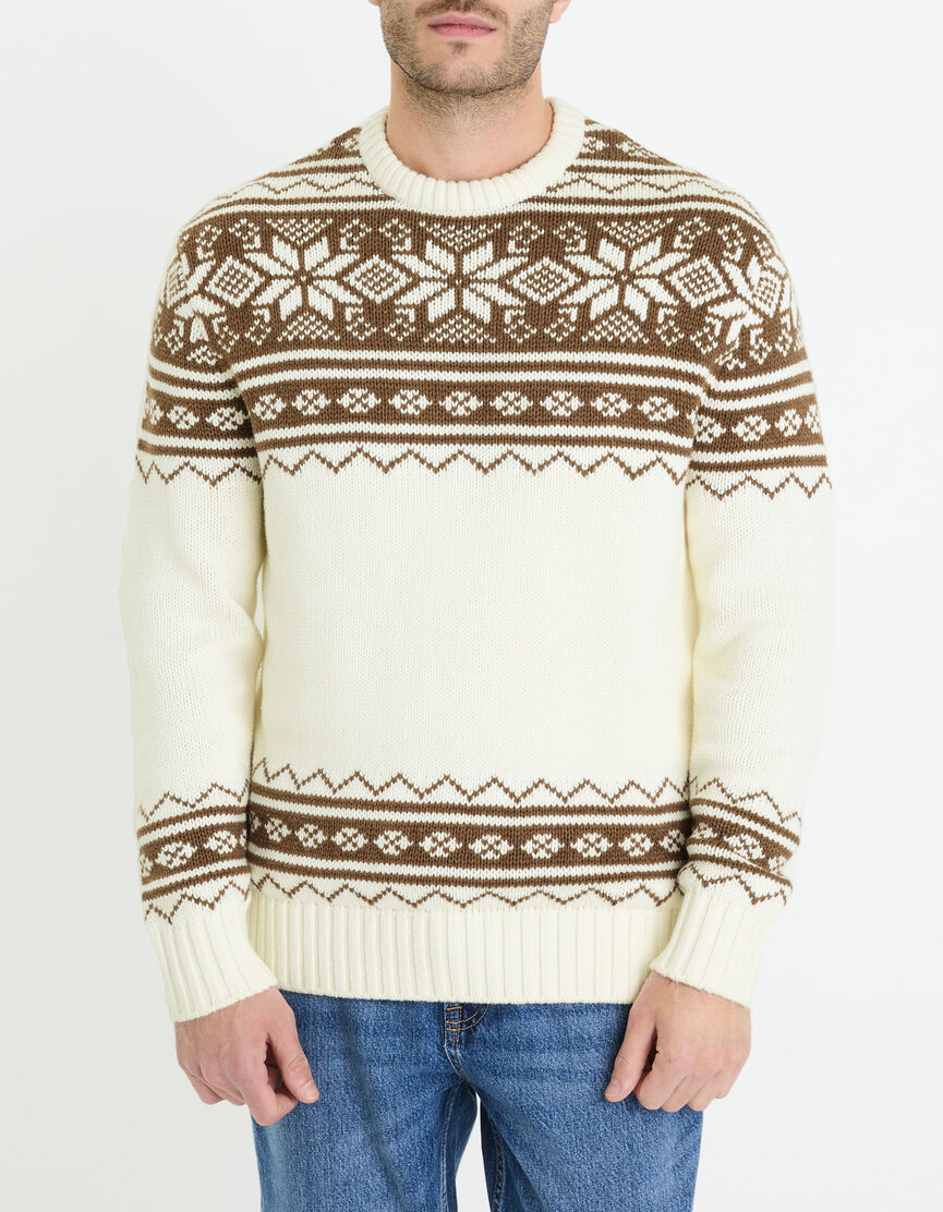 Jersey Jacquard Cuello Redondo Crudo Celio Be Normal