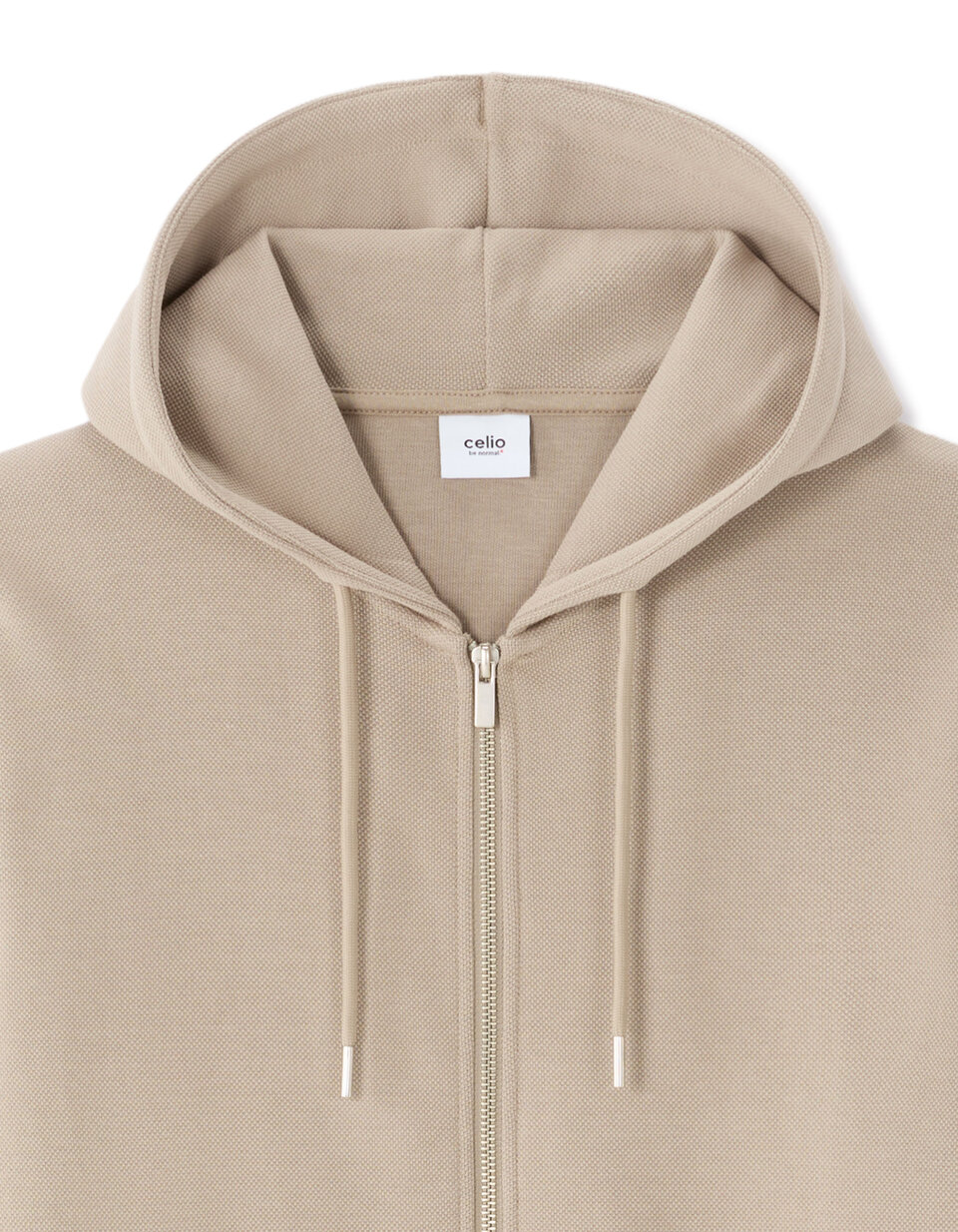 Sweat zippé à capuche regular en piqué - beige | celio