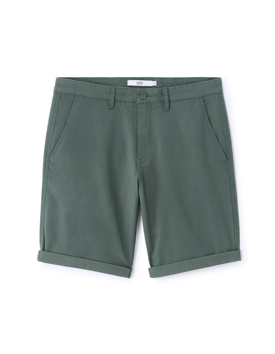 Bermuda chino en coton stretch - vert moyen | celio men