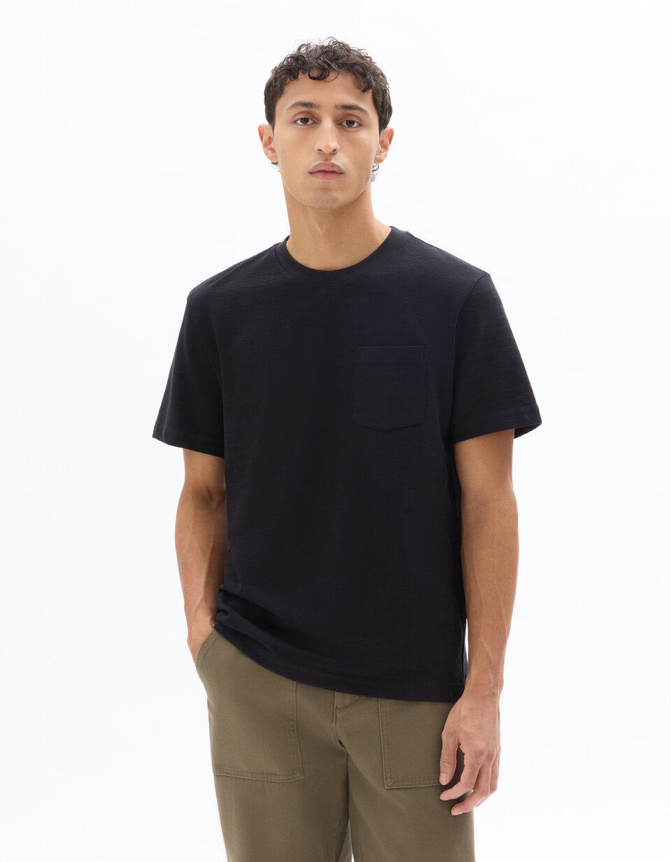 T-shirt boxy coton stretch avec poche - noir | celio be normal