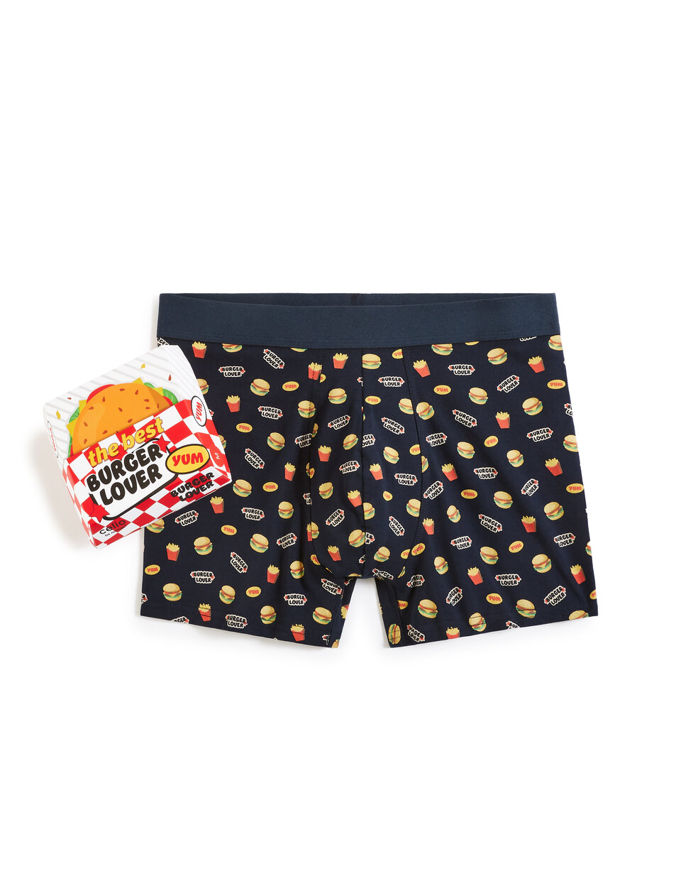 Coffret boxer Noël burger lover - marine | celio be normal