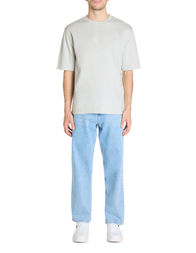 Camiseta Oversize De Cuello Redondo De Algodón Mezclado Azul Celio
