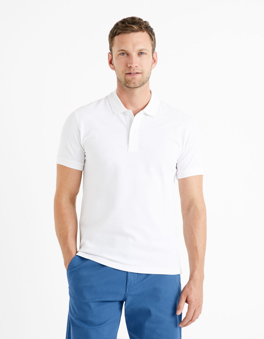 Polo Piqué Recto De Algodón Blanco Celio Be Normal