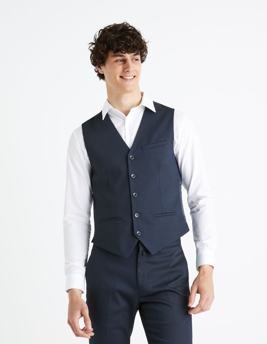 Gilet De Costume Extra Slim Stretch Bleu Celio Be Normal