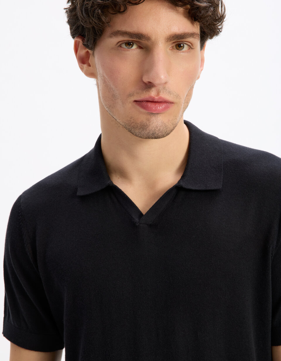 Polo slim en maille 100% coton - noir | celio be normal