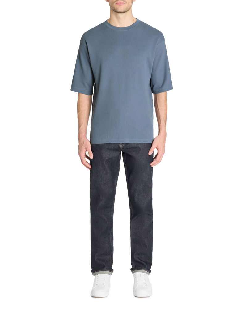 Camiseta Oversize De Cuello Redondo 100 Algodón Azul Celio Be Normal
