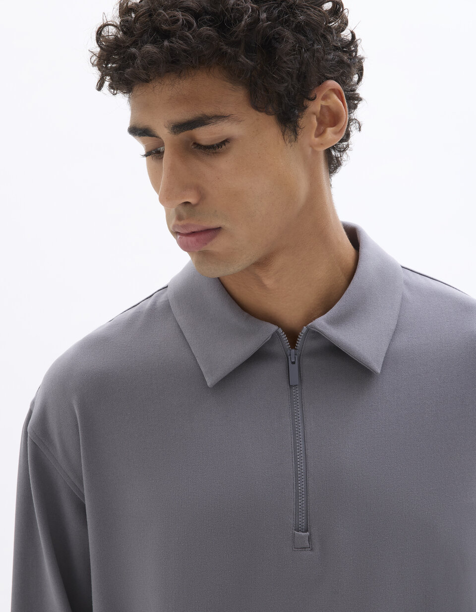 Loose zip-up shirt - grey | celio be normal