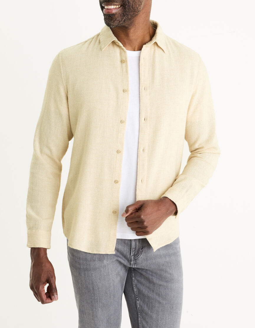 Camisa Regular De Algodón Beige Celio Be Normal