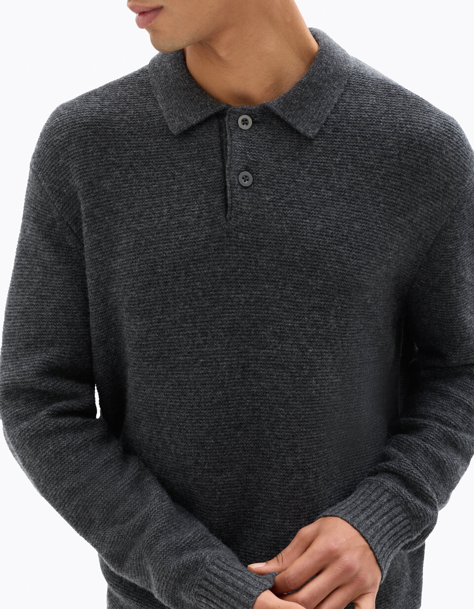 Relaxed garter stitch sweater in wool blend - anthracite | celio be normal