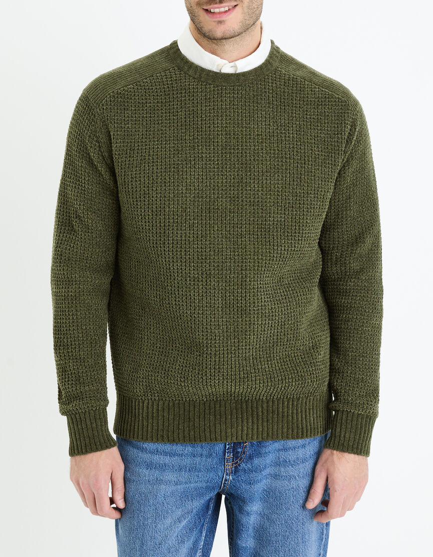 Pull col rond 100% coton - kaki | celio be normal