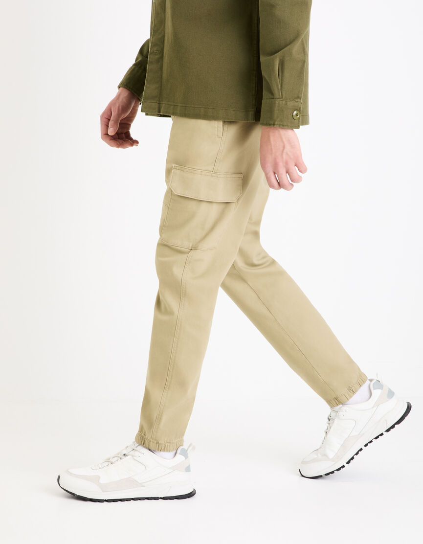 Pantalón Cargo Slim De Algodón Elástico Color Caqui Celio Be Normal
