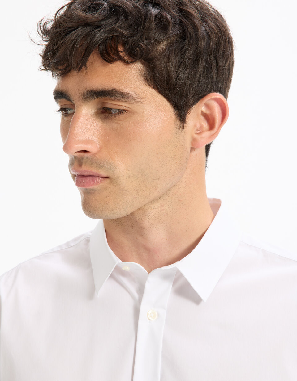 Camisa extra slim de algodón stretch - blanca | celio be normal