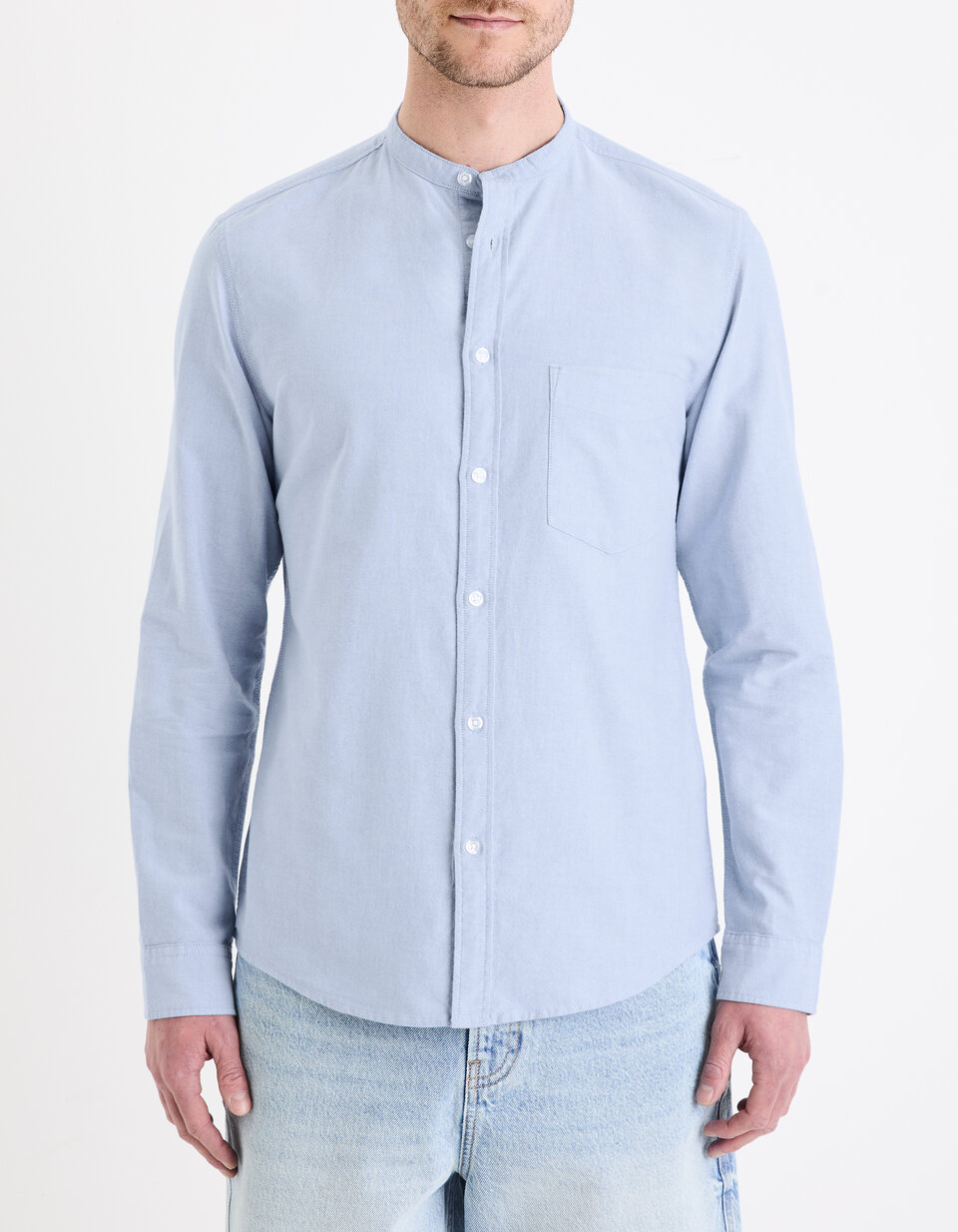 Camisa de algodão regular - azul claro | celio be normal