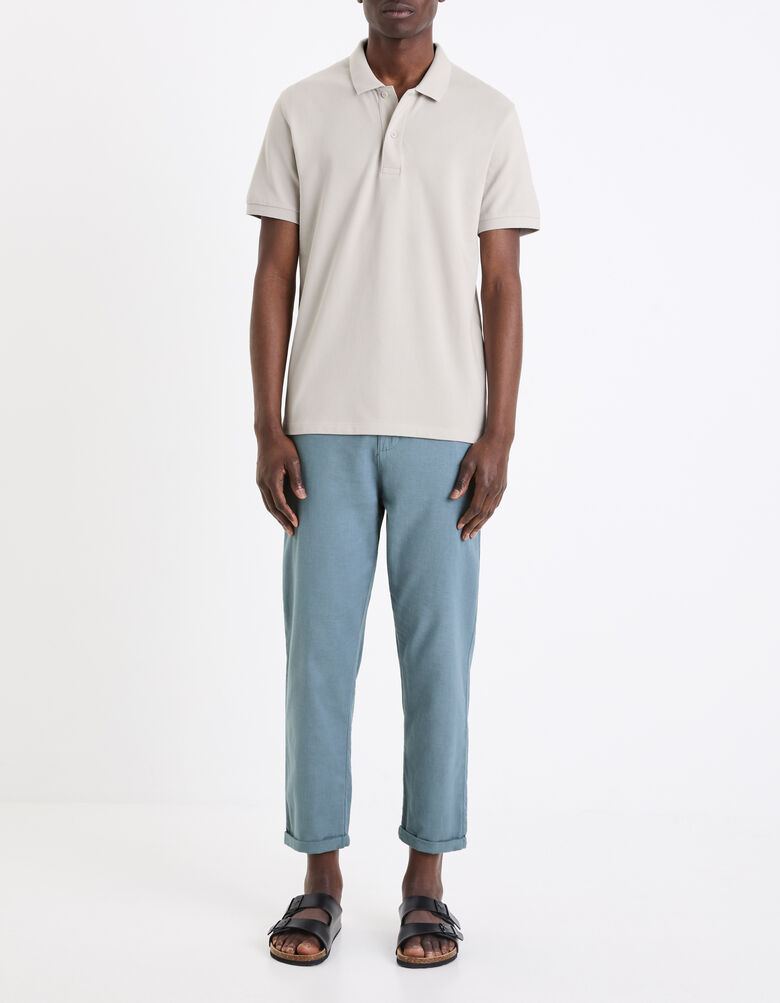 Polo Piqué Recto De Algodón Gris Celio Be Normal
