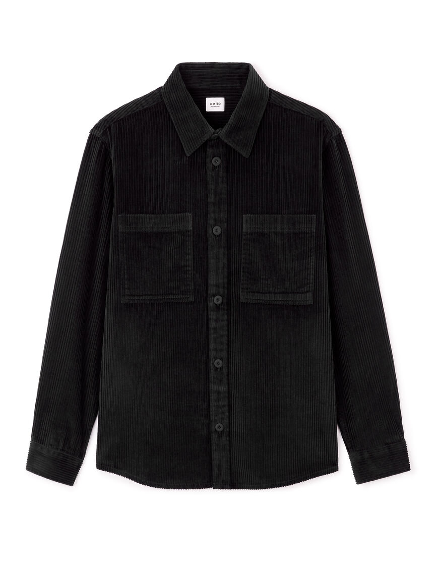 Camisa Sobrecamisa De Terciopelo Negra Celio Be Normal